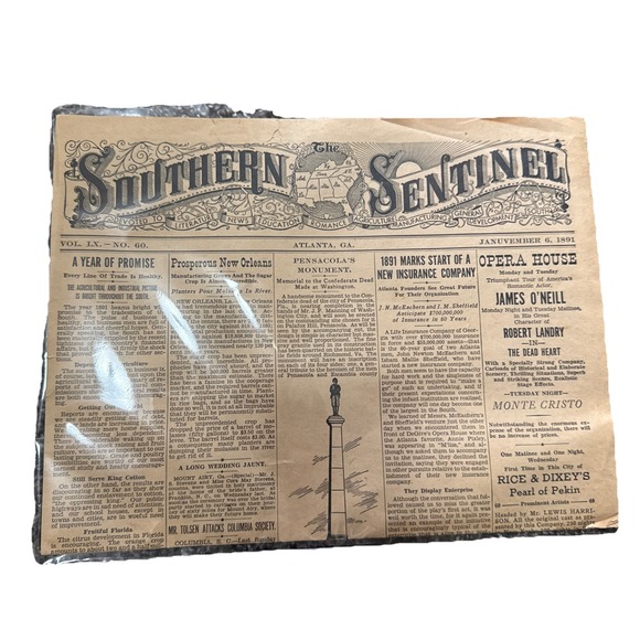 Art | Antique Januvember 1891 The Southern Sentinel Newspaper Atlanta ...